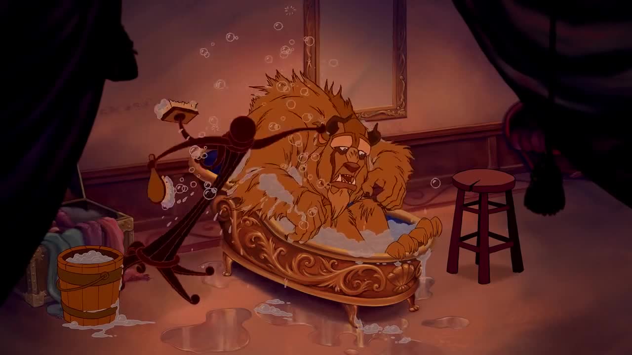 Beauty and the Beast - Taking a bath | Download HD video clip on | Vlipsy