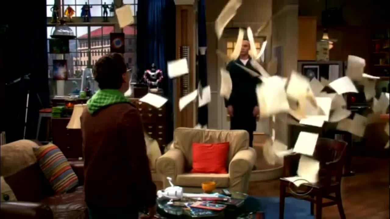 The Big Bang Theory - Throwing Papers | Download HD video clip on | Vlipsy