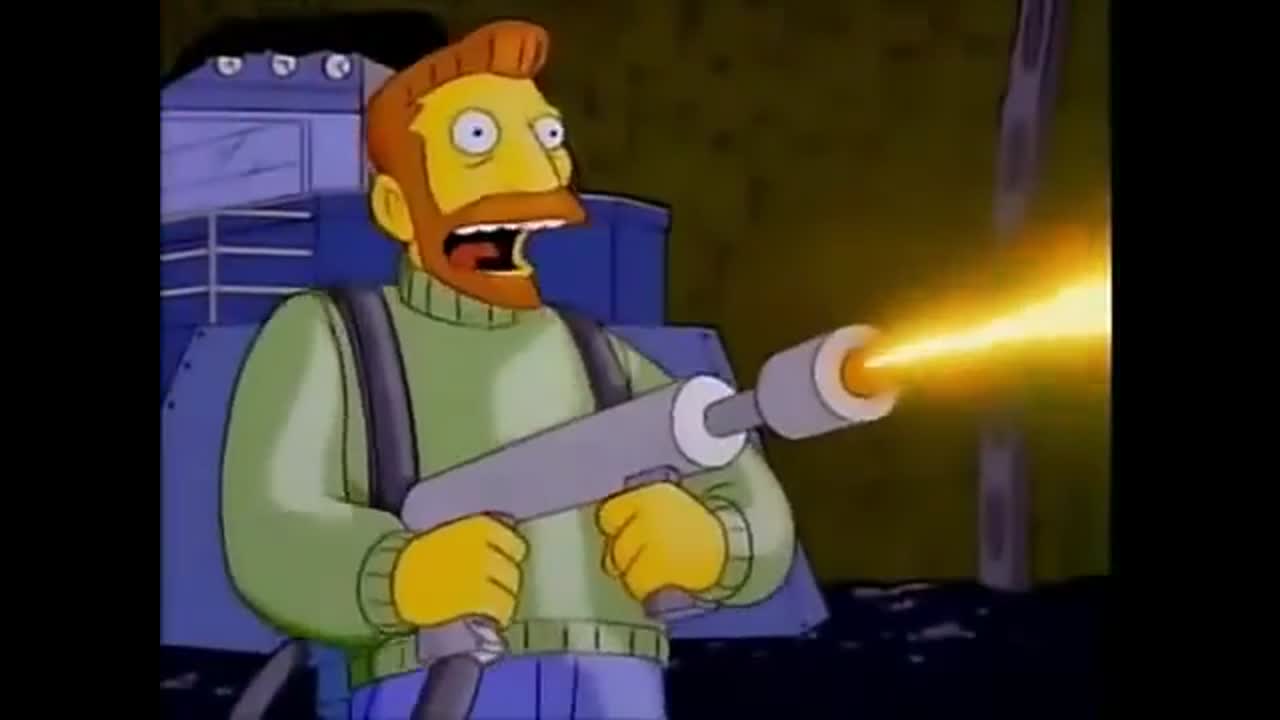 The Simpsons - Hank Scorpio flamethrower laugh | Download HD video clip ...